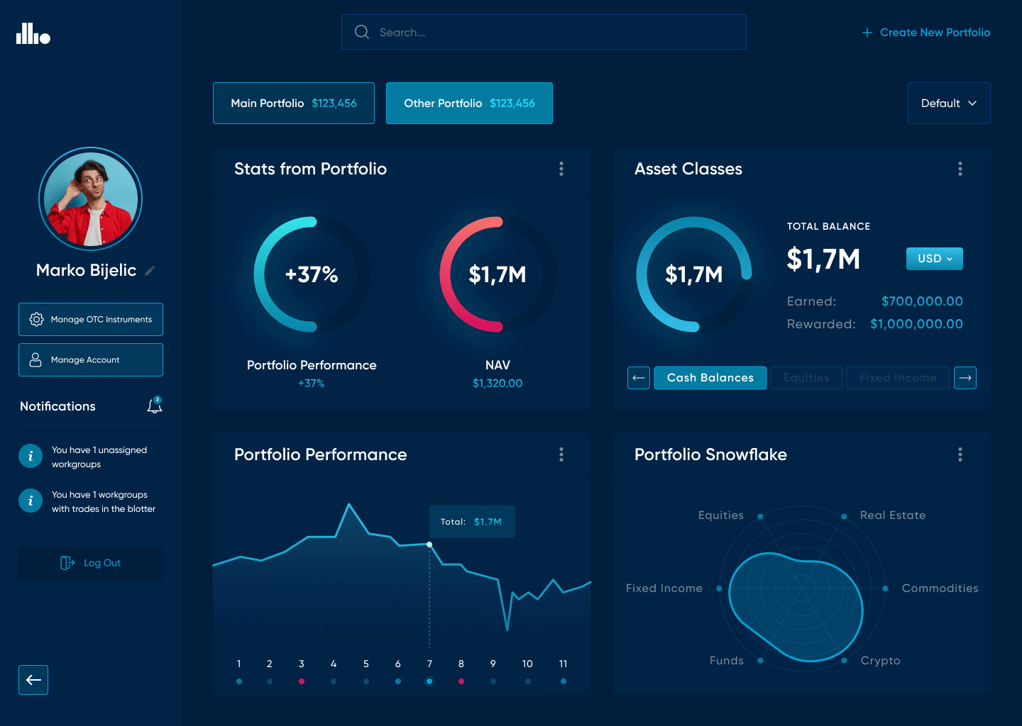Dashboard Web App UI/UX Design - Hipfolio