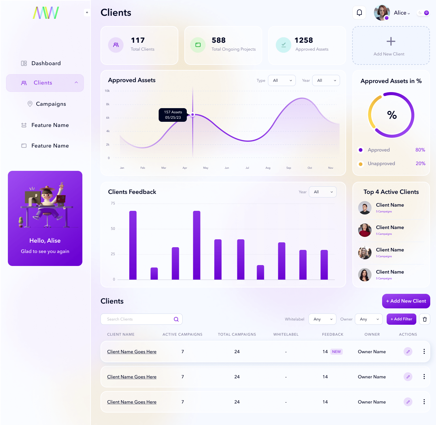 Dashboard Web App UI/UX Design - Hipfolio